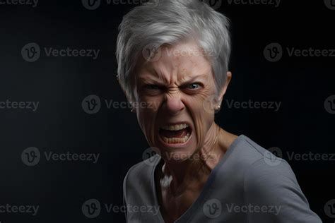 Ai Generated Angry Senior Caucasian Woman Yelling Head And Shoulders
