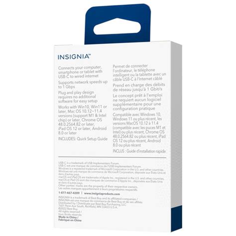Insignia Usb C To Ethernet Adapter Ns Pa3celb23 C Only At Best Buy Best Buy Canada