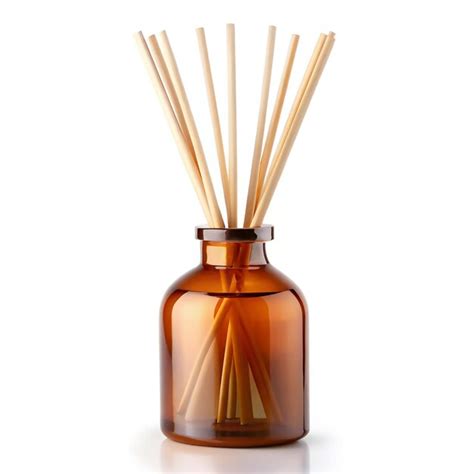 Premium Photo Brown Glass Essential Oil Diffuser Container With Wood