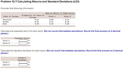 SOLVED Problem 13 7 Calculating Returns And Standard Deviations LO1