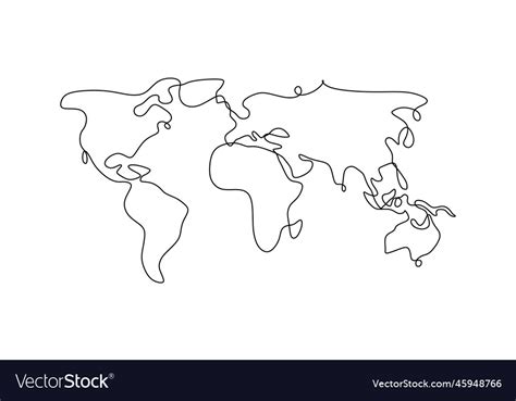 Continuous Single Line World Earth Globe One Line Vector Image