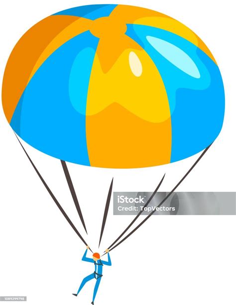 스카이 하늘 익 스 트림 스포츠 낙하산 낙하산 하강 흰색 배경에 그림을 벡터 낙하산 항공 스포츠에 대한 스톡 벡터 아트 및 기타