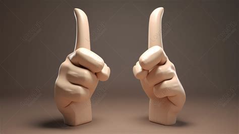 3d 렌더링된 만화 손의 배경은 엄지손가락 제스처를 사용하여 왼쪽으로 기울어졌습니다 만화 배경 위로 배경 쪽으로 배경