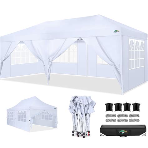 Cobizi 10x20 Pop Up Canopy Tent With 6 Removable Sidewallseasy Up Com
