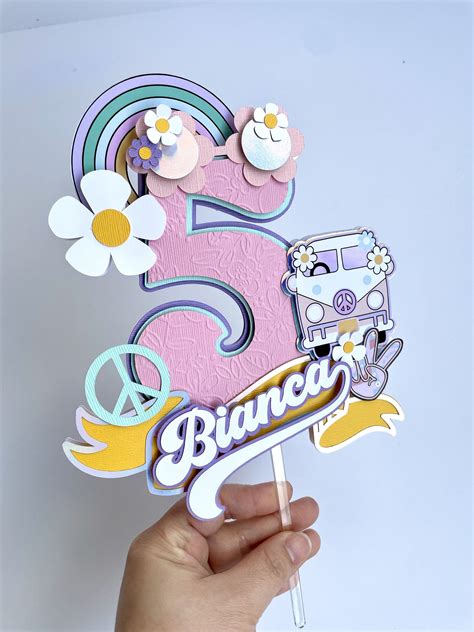Groovy Cake Topper Five Is A Vibe Cake Topper Two Groovy Cake Topper