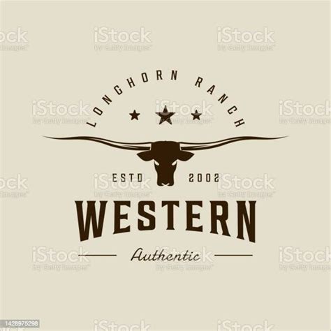 롱혼 텍사스 로고 벡터 빈티지 일러스트 레이 션 템플릿 아이콘 그래픽 디자인 소의 머리 또는 버팔로 기호 또는 복고풍 타이포