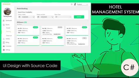 Hotel Rooms Booking System C Ui Design With Source Code Speed Art Youtube