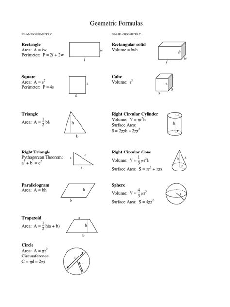 Geometric Formulas And Conversion Factors Pdf