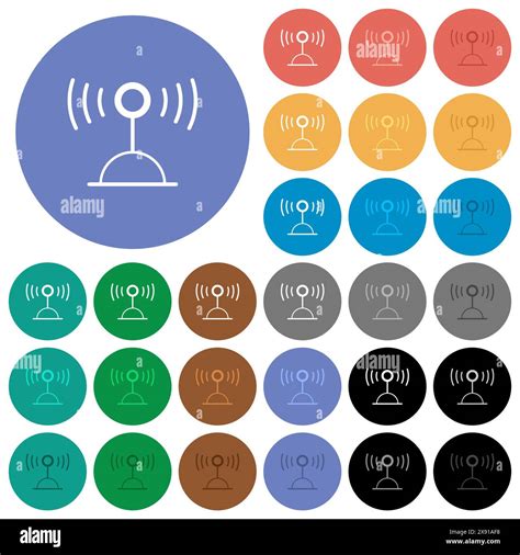 Radio Transmitter Outline Multi Colored Flat Icons On Round Backgrounds Included White Light