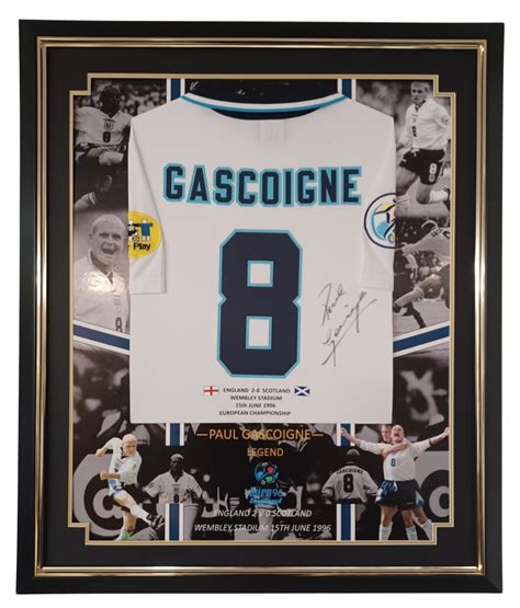 Paul Gascoigne Of England Signed Shirt Euro 96 Display Signed