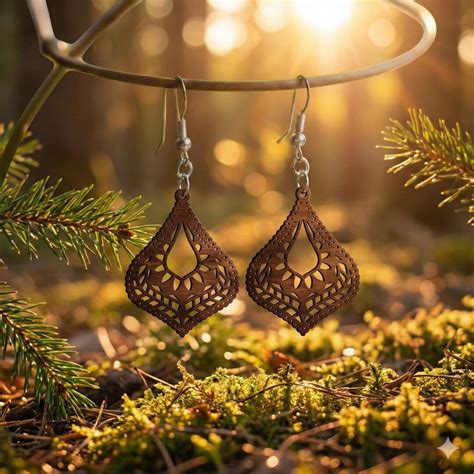 Laser Cut Wooden Earring Templates Elegant Filigree Designs Digital