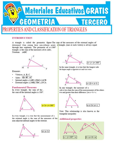 03 Properties And Classification Of Triangles For Third Year Secondary