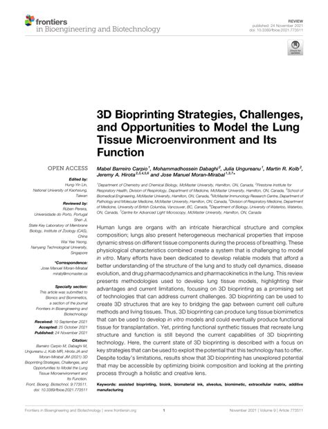 Pdf 3d Bioprinting Strategies Challenges And Opportunities To Model