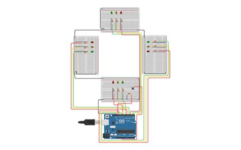 Circuit Design Traffic Light 4 Way Yahiaandbashir Tinkercad
