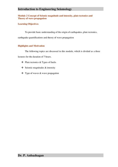 wave propagation introduction to engineering seismology lecture