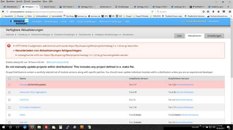 Error By Update Modules And Theme Drupal Org