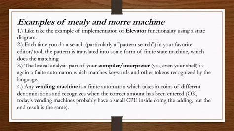 Applications Of Mealy And Moore Machine Pptx