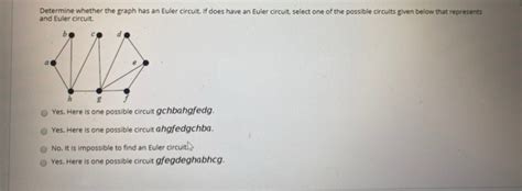 Solved Determine Whether The Graph Has An Euler Circuit If Chegg Com