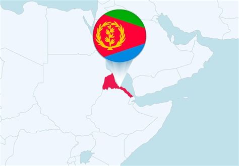 África Com Mapa Selecionado Da Eritreia E ícone Da Bandeira Da Eritreia