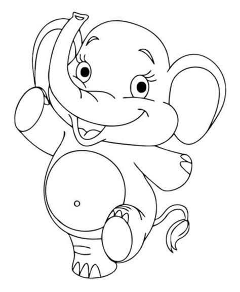 23 Mẫu Tranh Tô Màu Con Voi Dễ Thương Cute Cho Bé