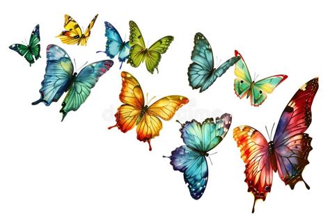Colorful Butterflies Flock Of Flying Butterflies Illustration Set