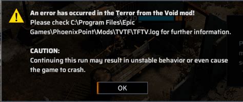Terror From The Void Mod Keeps Throwing Errors Rphoenixpoint