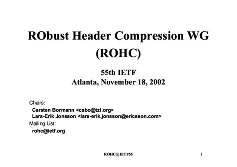 Pdf Robust Header Compression Wg Rohc