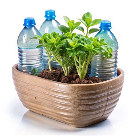 Plastic Planter Pot Made From Recycled Plastic Bottles Stock