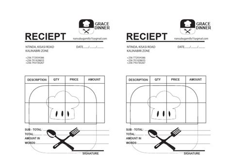 Grace Dinner Receipt Template Pdf