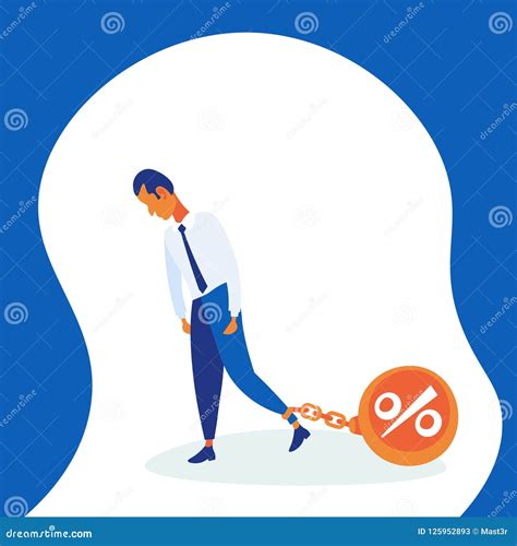 Businessman Pulling Chain Bound Leg Credit Debt Percent Bomb Finance