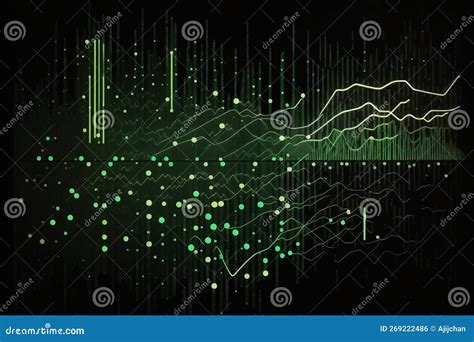 Technology Background With Graphs Lines Dots And Streaming Of Binary Data Stock Illustration