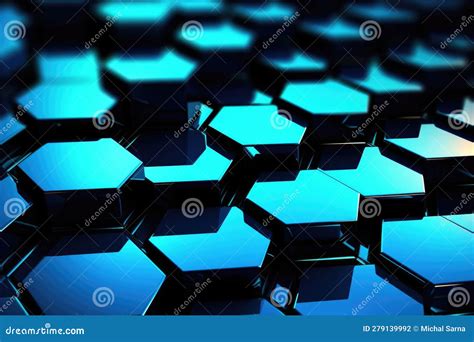 Abstract Blue Reflective Hexagon Background 3d Rendering 3d