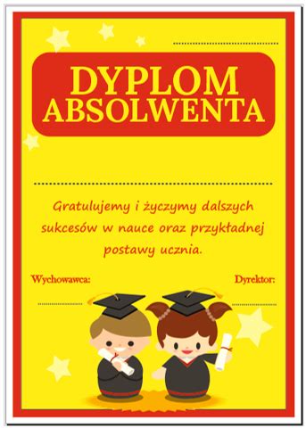 Dyplom Absolwent Szkoły Dzieci 2 SzkolneNaklejki pl
