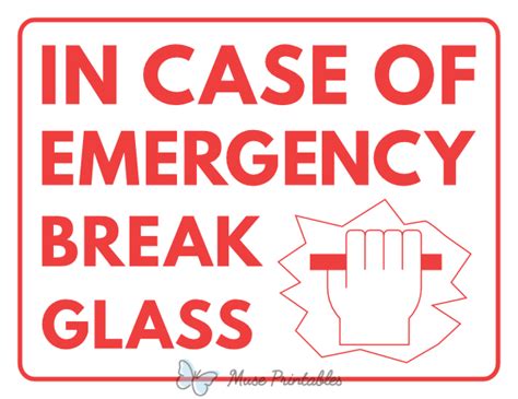 Printable In Case Of Emergency Break Glass Sign