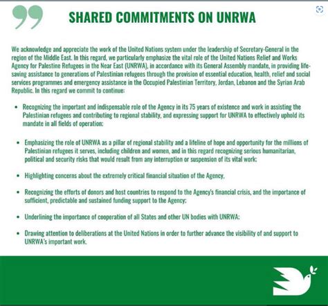 Statement Of Shared Commitments On Unrwa Press Release Question Of