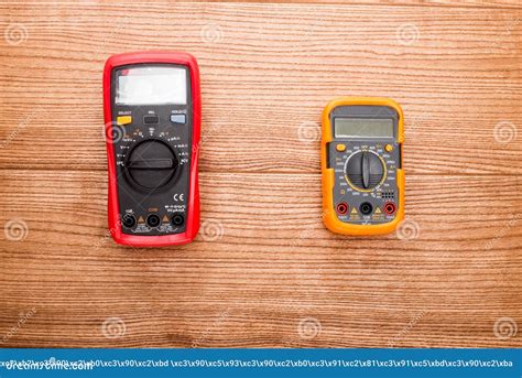 Electronic Digital Multimeter Isolated On White With Probes Digital Multimeter With Red And