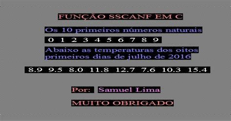 Samuel Lima Programador Cc Função Sscanf Modo Gráfico