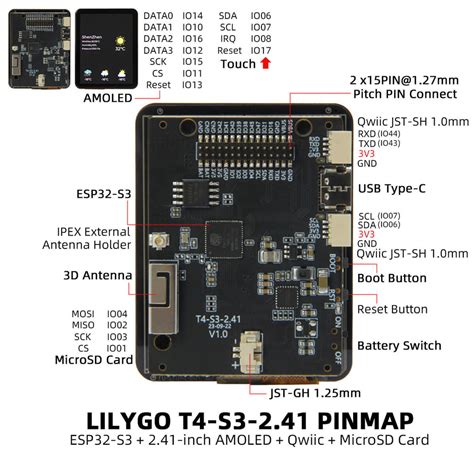 Lilygo T4 S3 Esp32 S3 2 41 Inch Amoled Touch Display Development Board