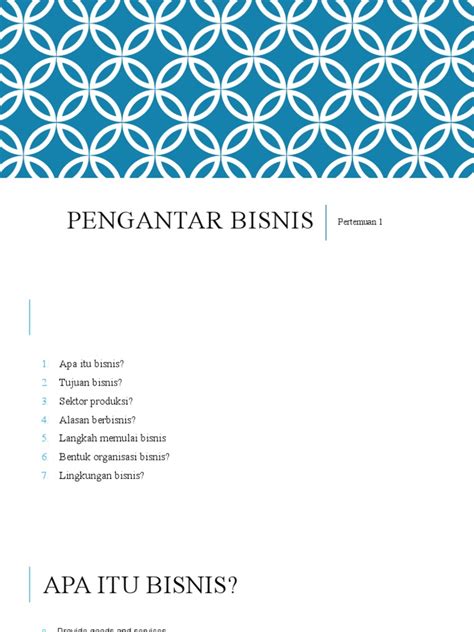 Pengantar Bisnis 1 Introduction Of Business Pdf Business Economies