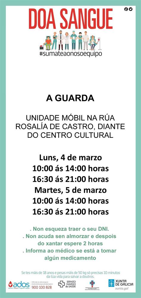 A unidade móbil de doazóns de sangue estará instalada na Guarda o luns e martes de marzo