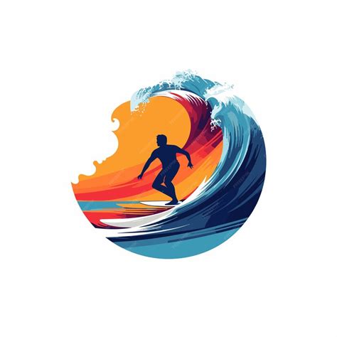 Premium Vector A Surfer Riding A Wave Vector Illustration