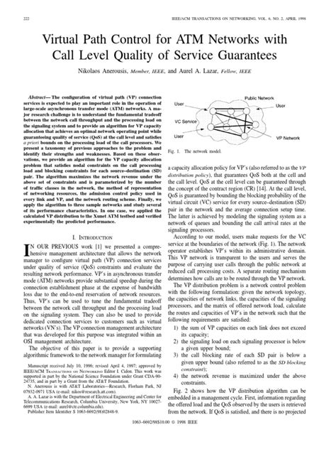 An Algorithm For Virtual Path Distribution In Atm Networks To Guarantee