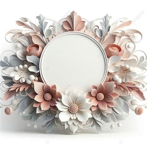 순수한 원형 공백이 있는 꽃 프레임 웨딩 카드 초대장 주형 배경 일러스트 및 사진 무료 다운로드 Pngtree