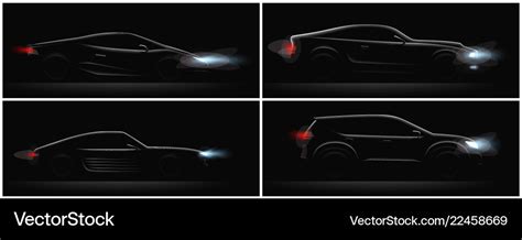 Dark Car Profiles Set Royalty Free Vector Image