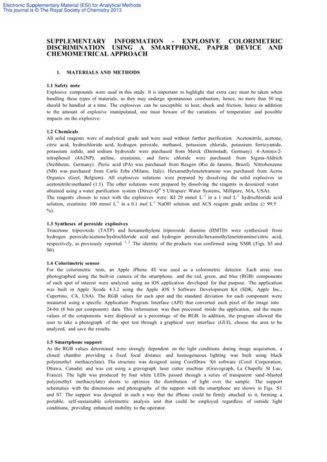 Pdf Explosive Colorimetric Discrimination Using A Smartphone Paper