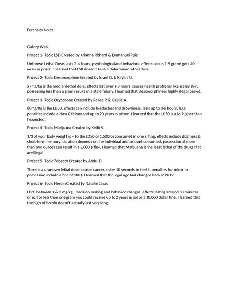 forensic science notes forensics notes gallery walk project 1 topic
