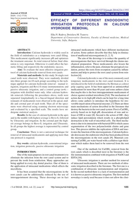 Pdf Efficacy Of Different Endodontic Irrigation Protocols In Calcium Hydroxide Removal