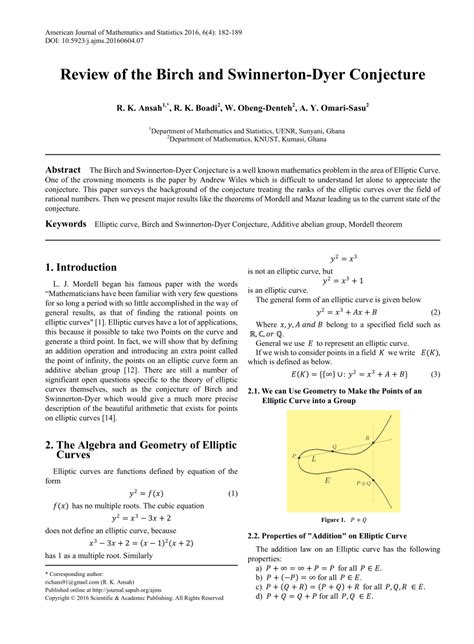 Pdf Review Of The Birch And Swinnerton Dyer Conjecture