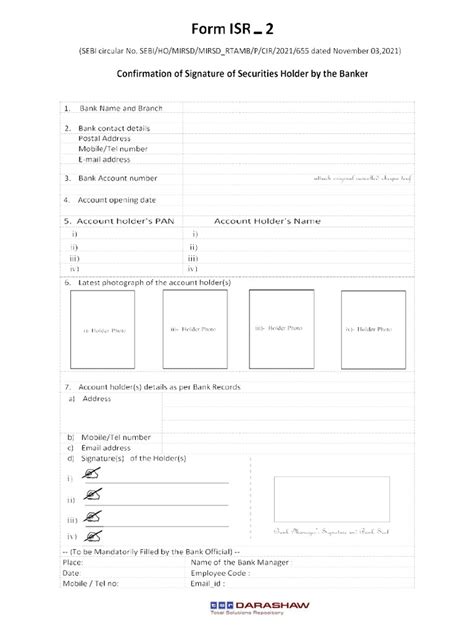 Form Isr 2 Confirmation Of Signature By Banker Pdf