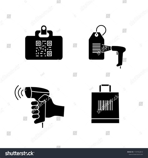 Barcodes Glyph Icons Set Qr Code Stock Vector Royalty Free